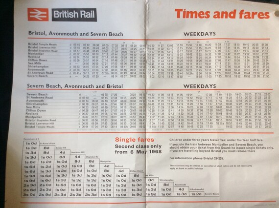 Original British Railway Poster 1968 Timetable Bristol - Etsy