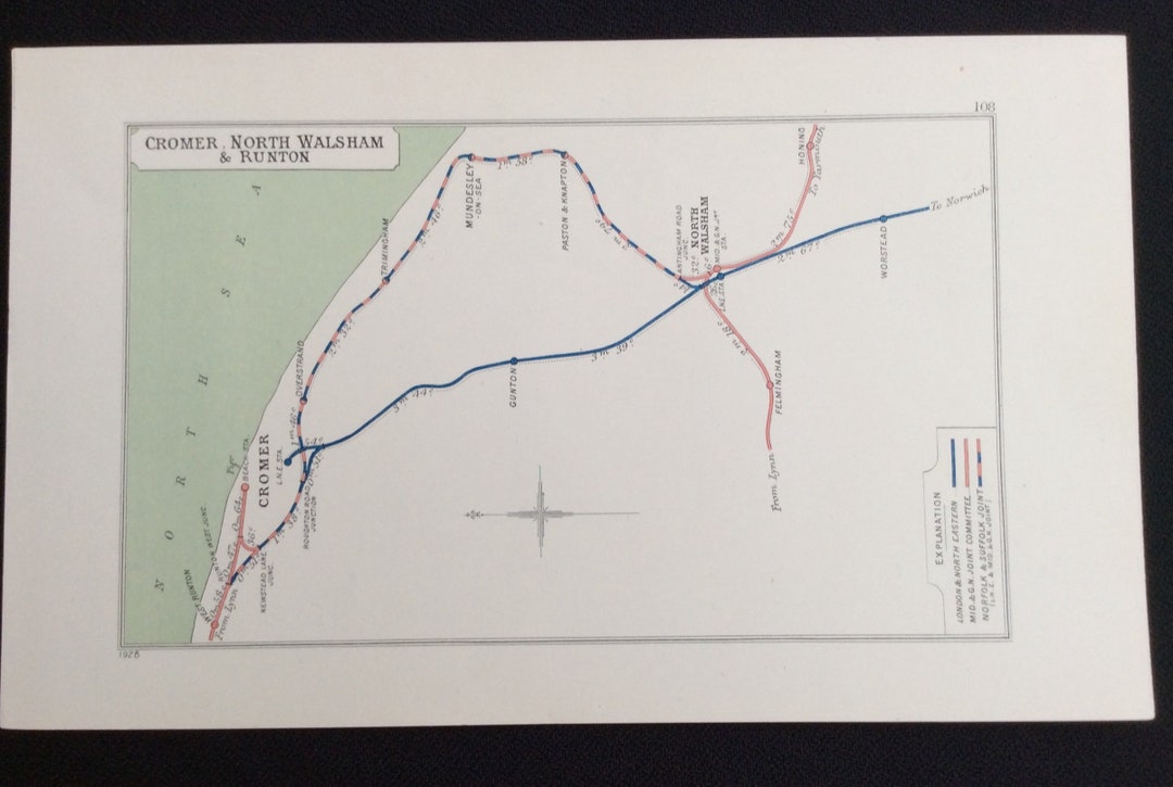 1928 Railway Map Cromer North Walsham Runcton Junction Diagram Original ...