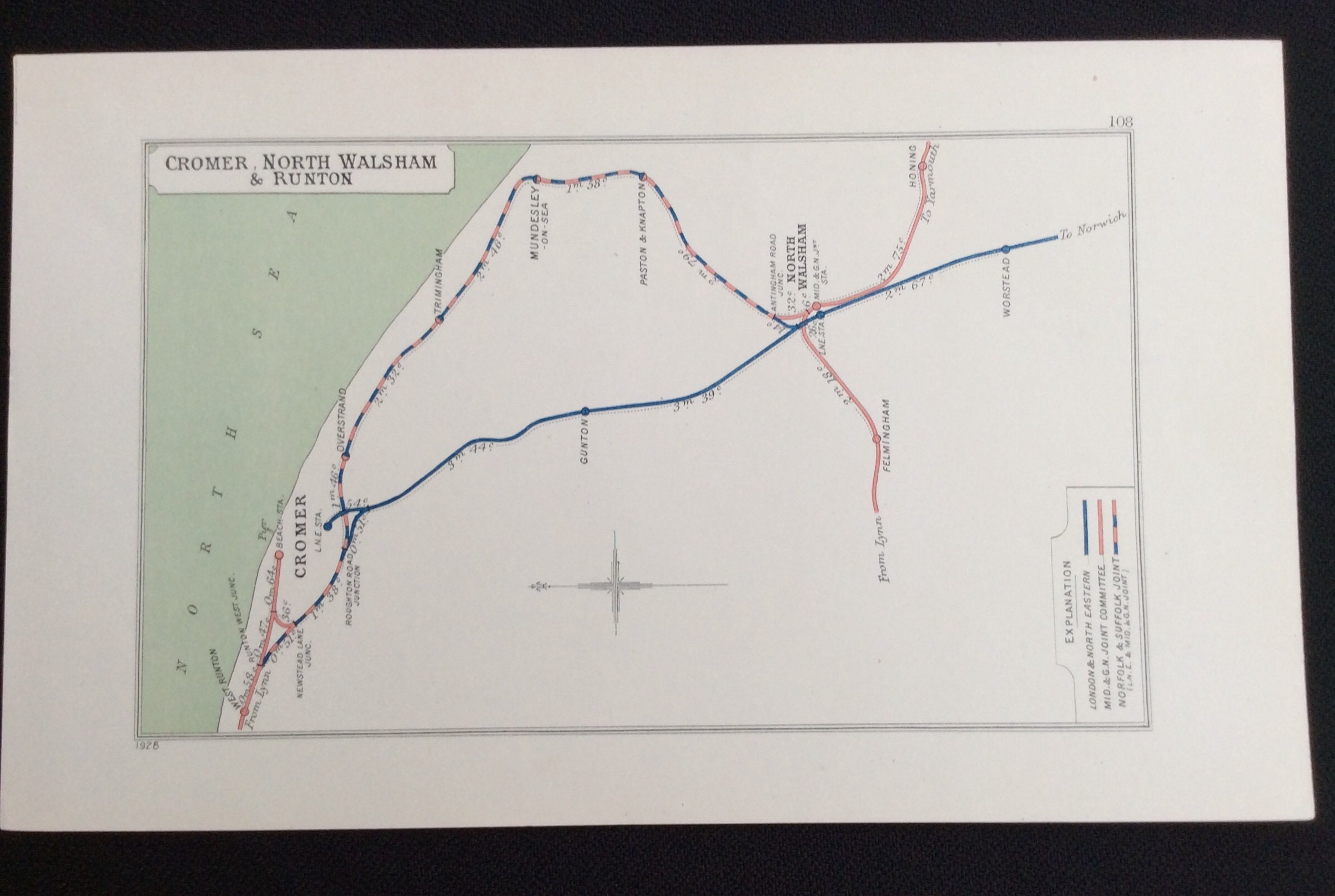 1928 Railway Map Cromer North Walsham Runcton Junction Diagram Original ...