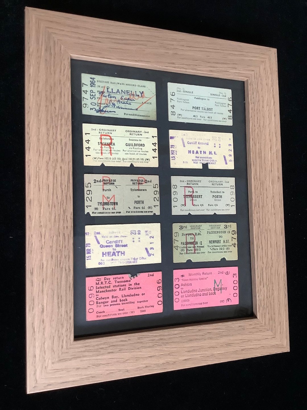 Original Railway Tickets 1960s Framed Display Swansea Cardiff Llandudno ...