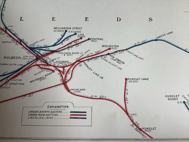 1928 Railway Map Leeds Junction Diagram Original RCH - Etsy