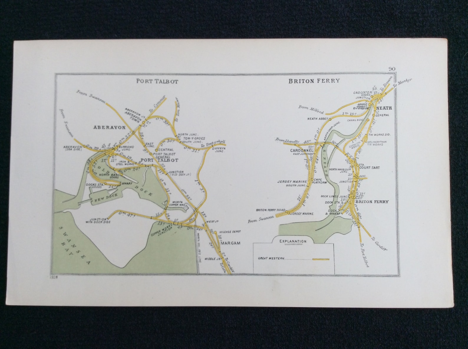 1928 Railway Map Port Talbot Briton Ferry Junction Diagram - Etsy