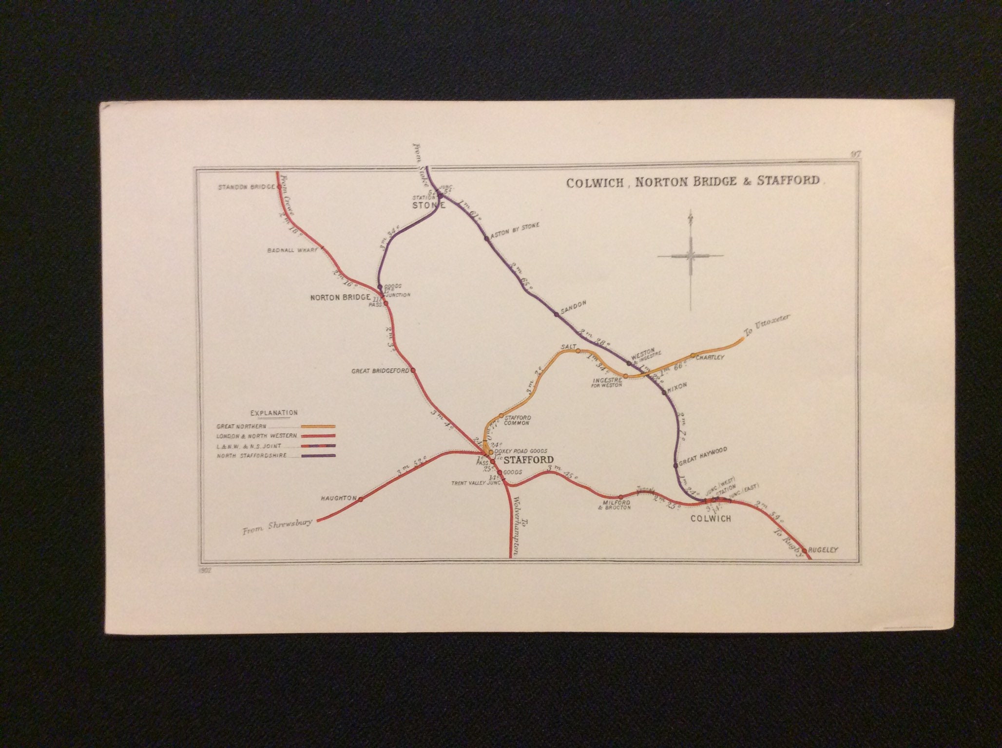 1902 Railway Map Colwich Norton Bridge Stafford Junction | Etsy