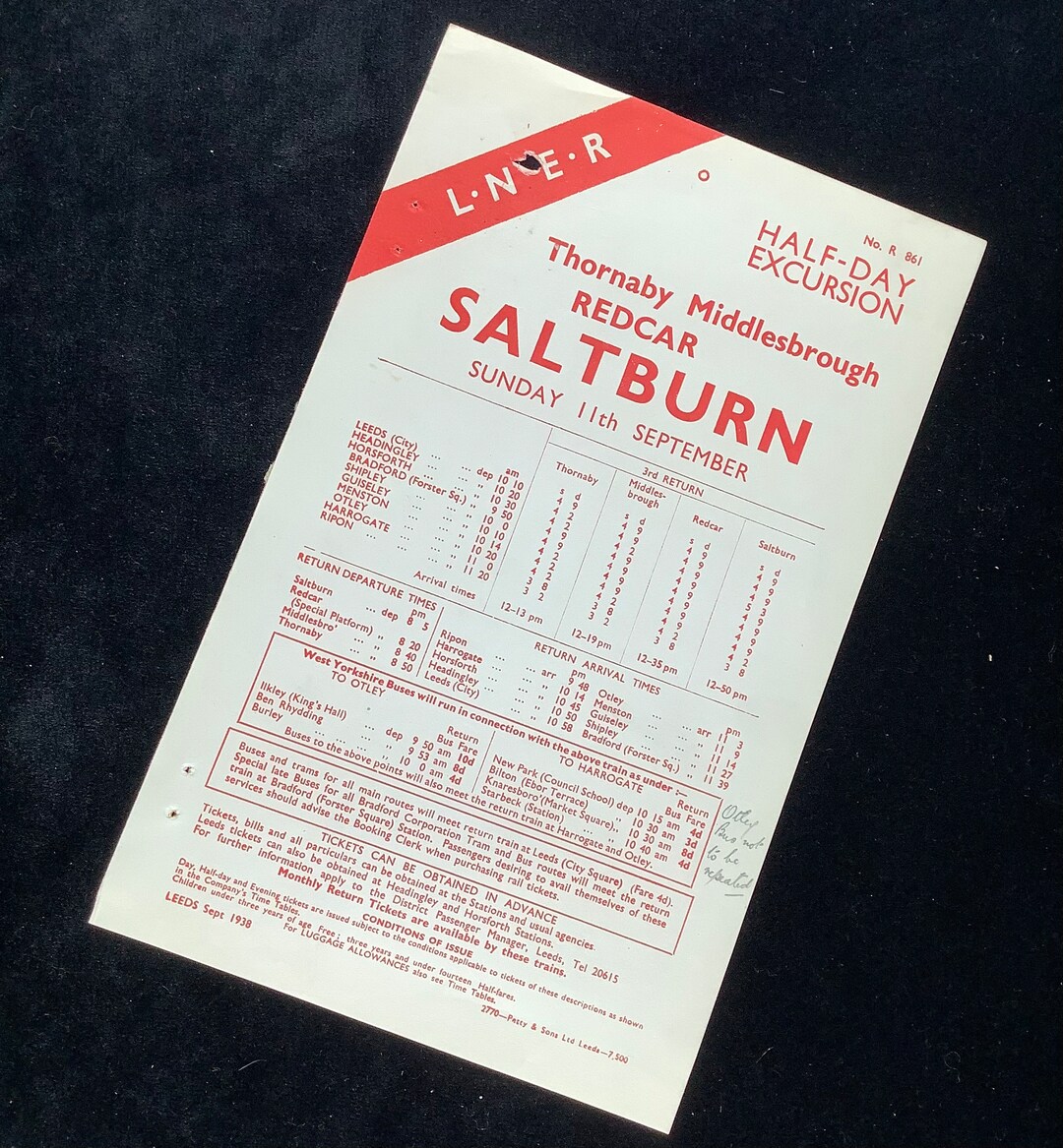 Original LNER Railways Handbill 1938 Leeds Bradford Harrogate - Etsy