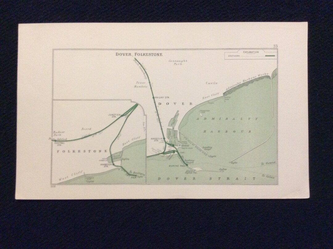 1928 Railway Map Dover Folkestone Junction Diagram Original - Etsy