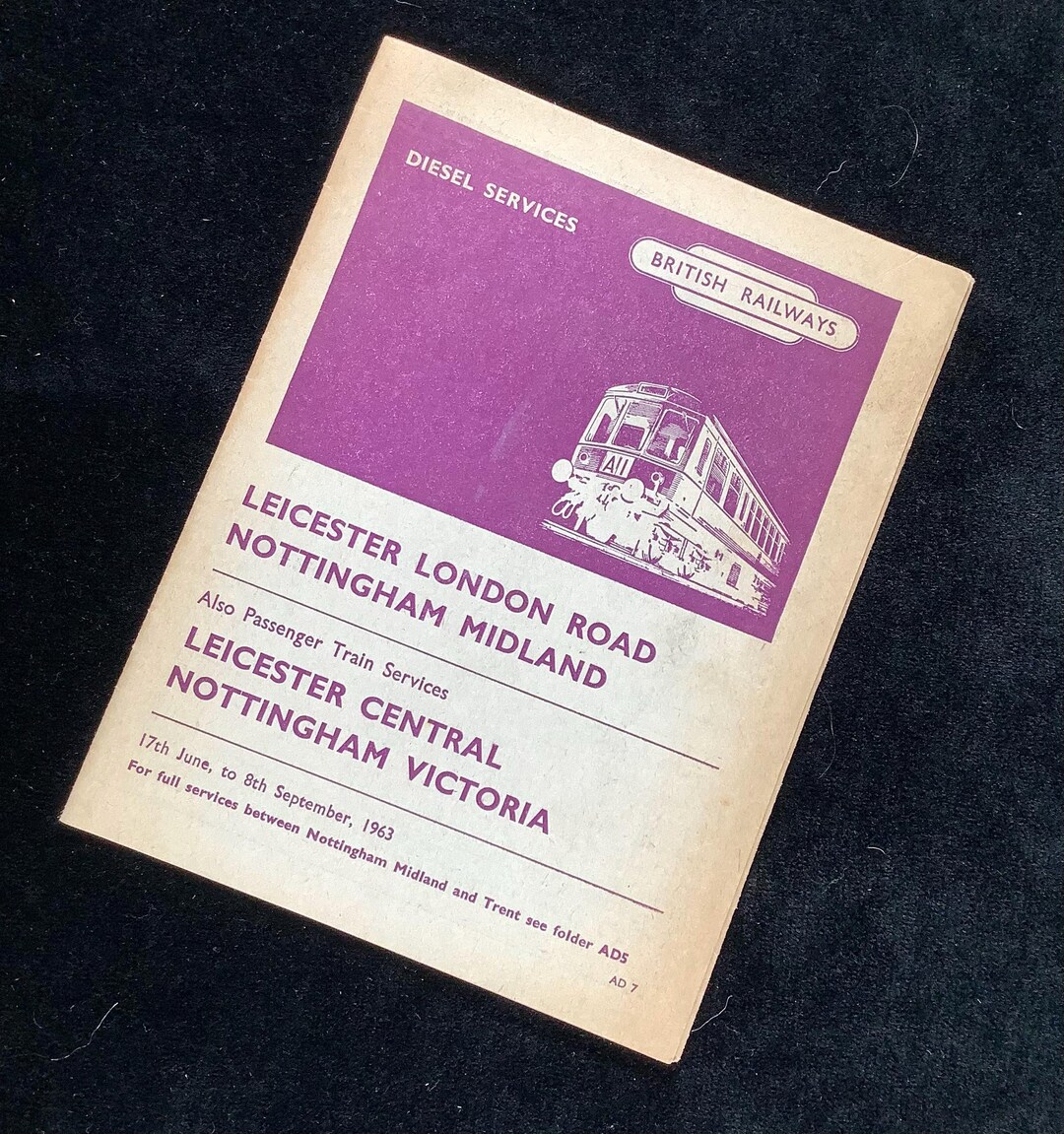 Original British Railways Timetable Leaflet 1963 Leicester Central and ...