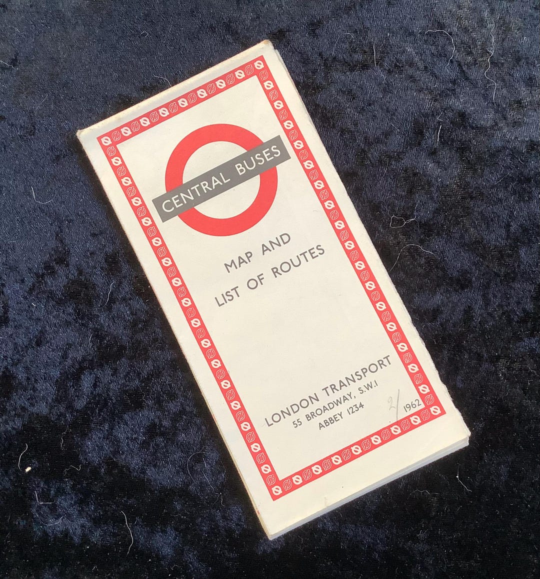 Original London Transport Bus Map Central Area Route Guide & Map 1962 ...