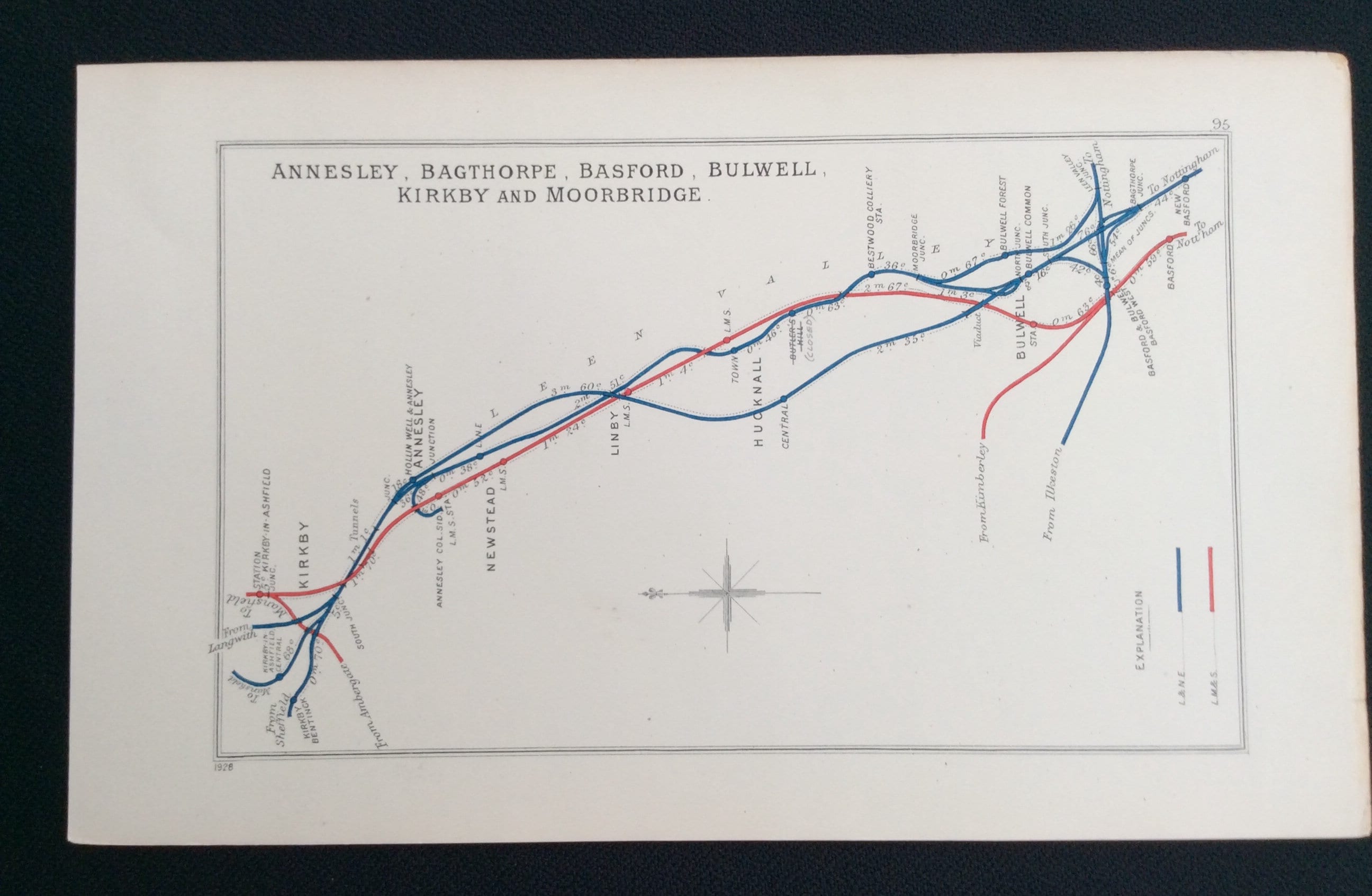 1928 Railway Map Annesley Bagthorpe Basford Bulwell Kirkby | Etsy