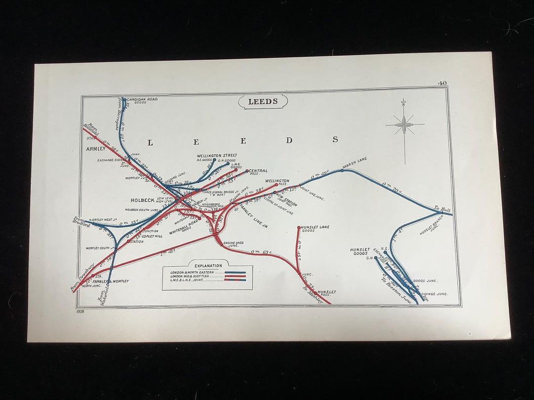 1928 Railway Map Leeds Junction Diagram Original RCH - Etsy