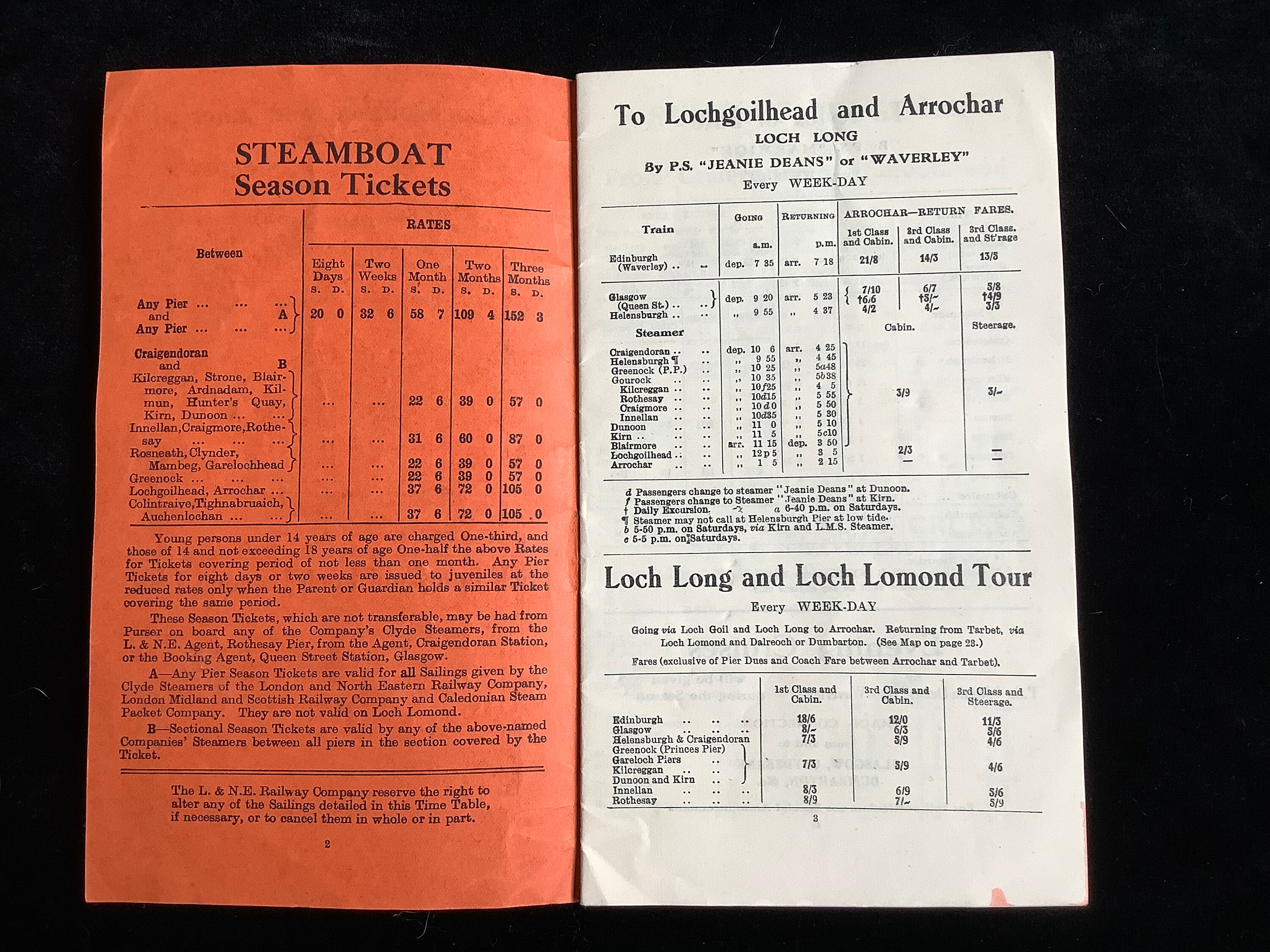 Original 1932 LNER Timetable Guide Book - Clyde Coast via Craigendoran ...