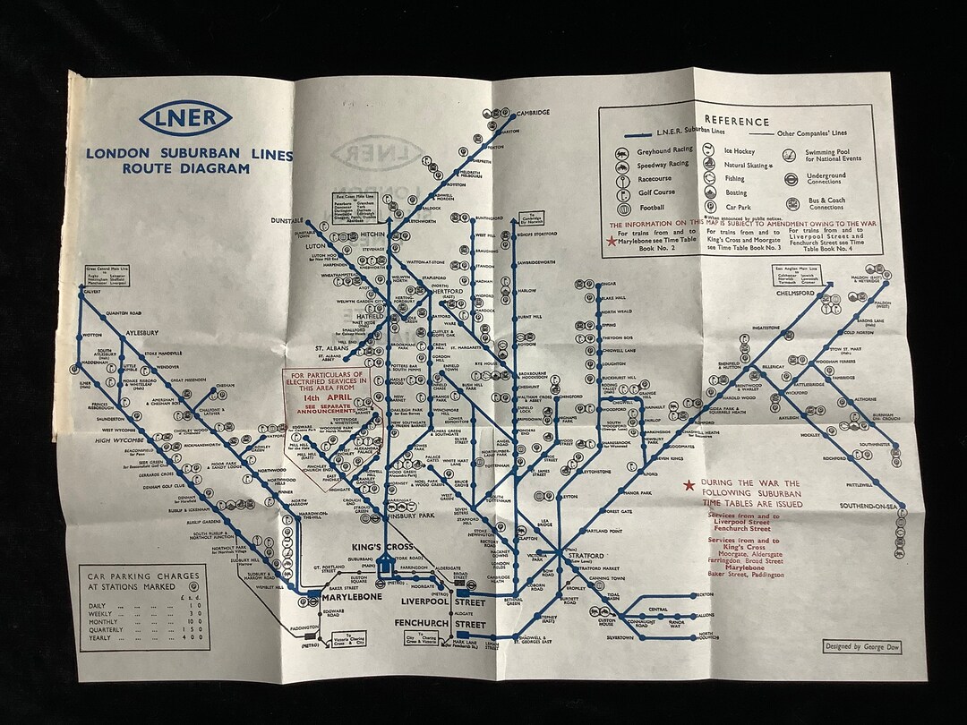 LNER London North Eastern Railway Suburban Lines Route Diagram Original ...