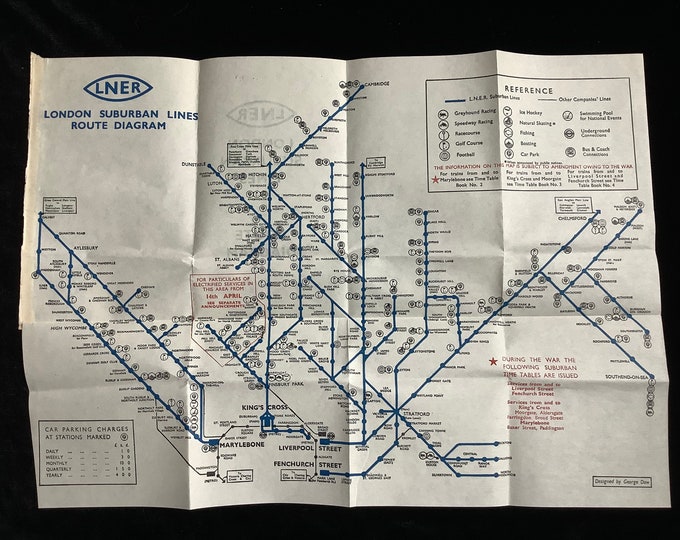 LNER London North Eastern Railway Suburban Lines Route Diagram Original ...