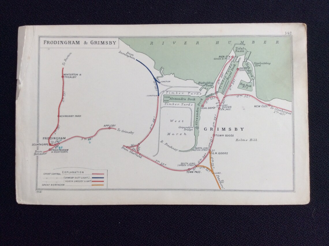 1914 Railway Map Grimsby Frodingham Junction Diagram Original - Etsy UK