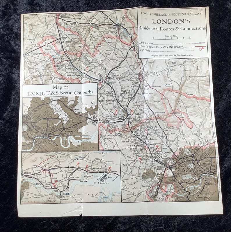 Original LMS Map 1930s Londons Residential Routes & Connections - Etsy