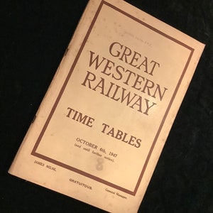 Original GWR Railway Passenger Timetable - October 1947 Great Western ...