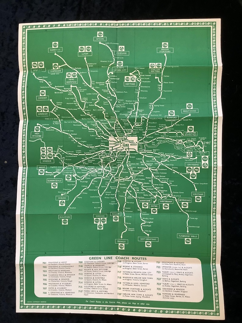 Original London Transport Green Line Coach Routes & Map 1958 - Etsy