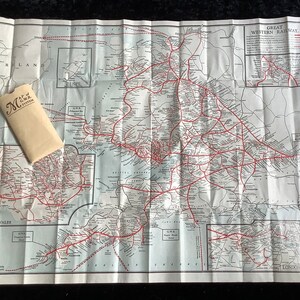 GWR Great Western Railway Original Route Map 1930 Pocket Fold up Map ...