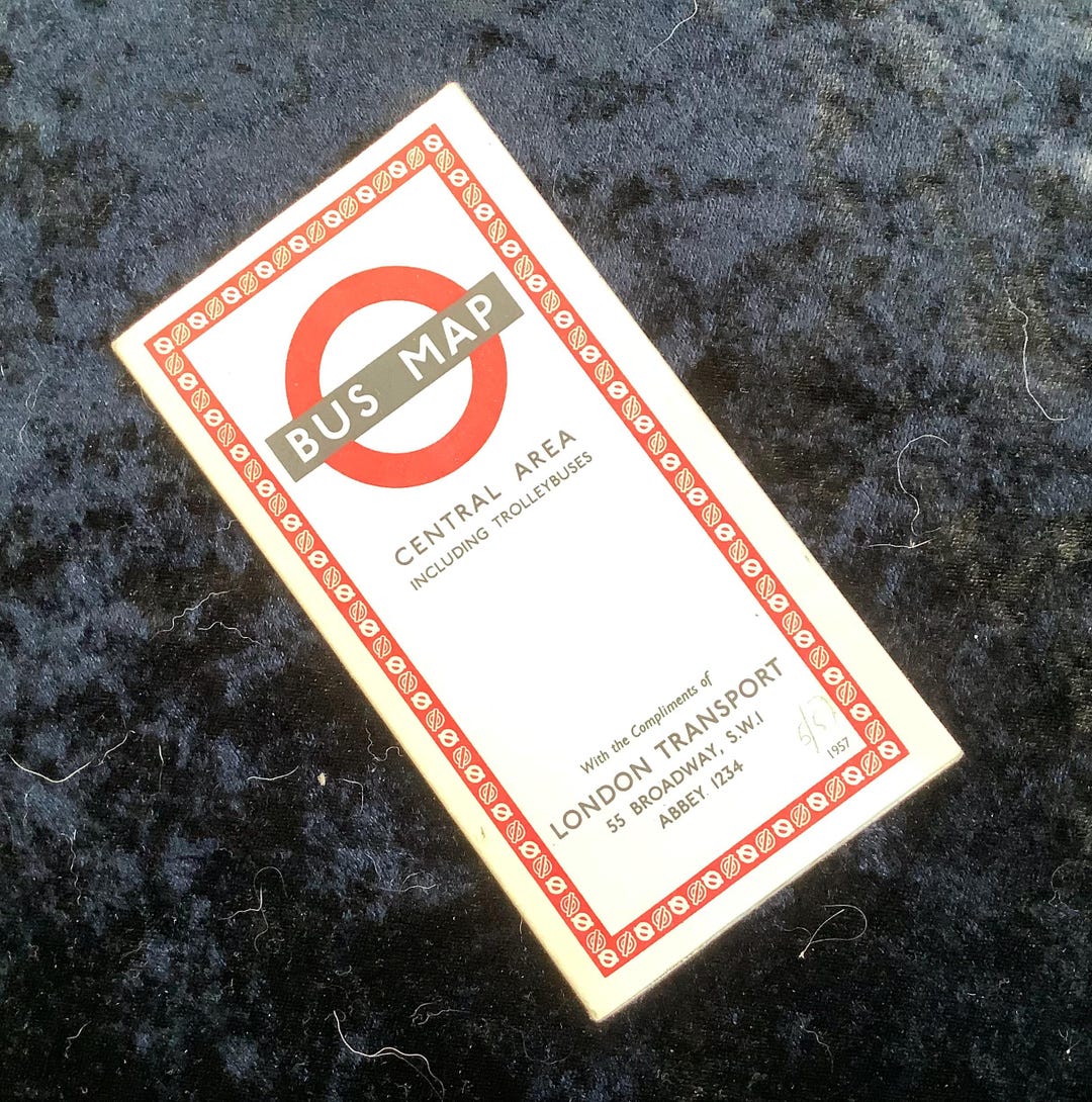 Original London Transport Bus Map Central Area Route Guide & Map 1957 ...