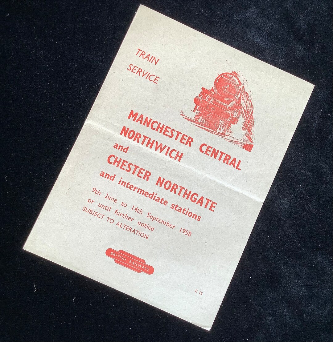 Original British Railways Timetable Leaflet 1958 Manchester Central ...