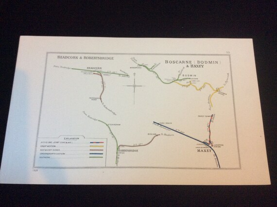 1928 Railway Map Headcorn Robertsbridge Boscarne Bodmin Haxey | Etsy