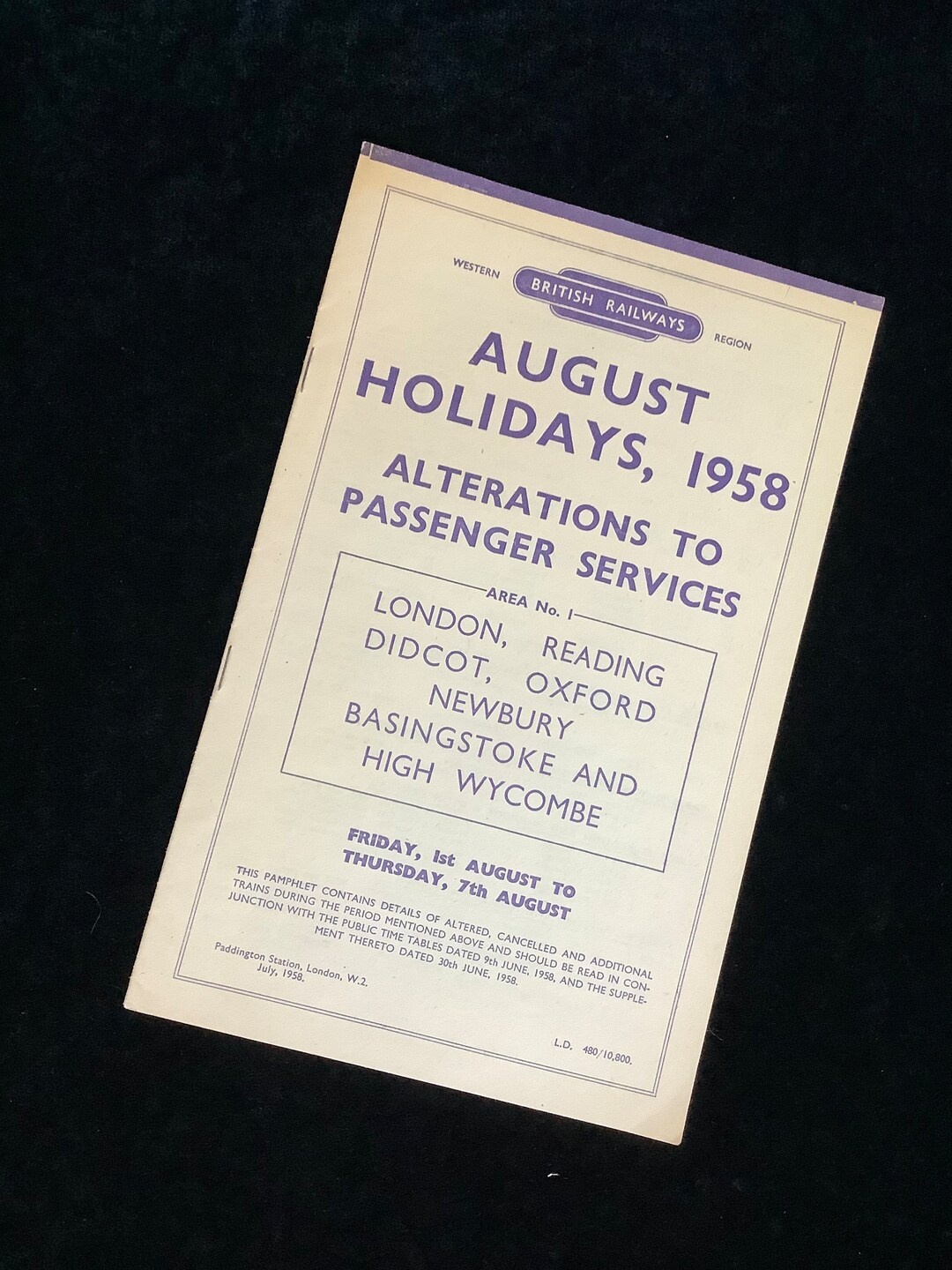 Original British Railways Handbill 1958 Reading Didcot Oxford Newbury ...