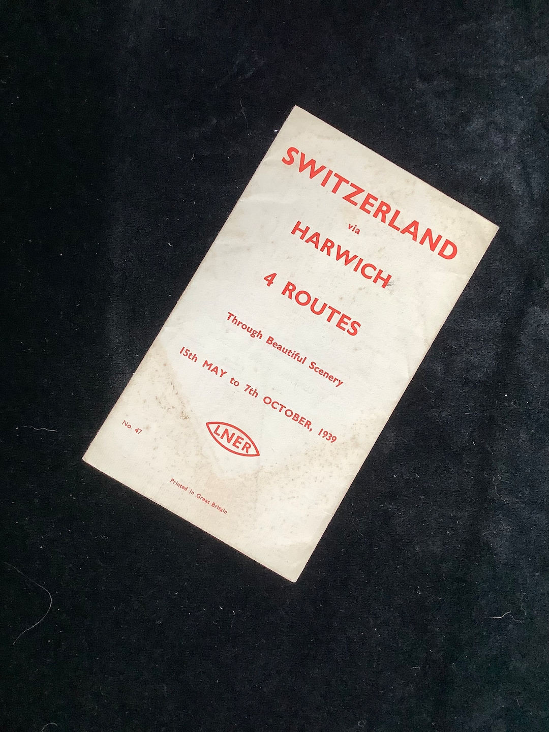 Original LNER Railway Publicity Leaflet 1939 Switzerland via Harwich ...