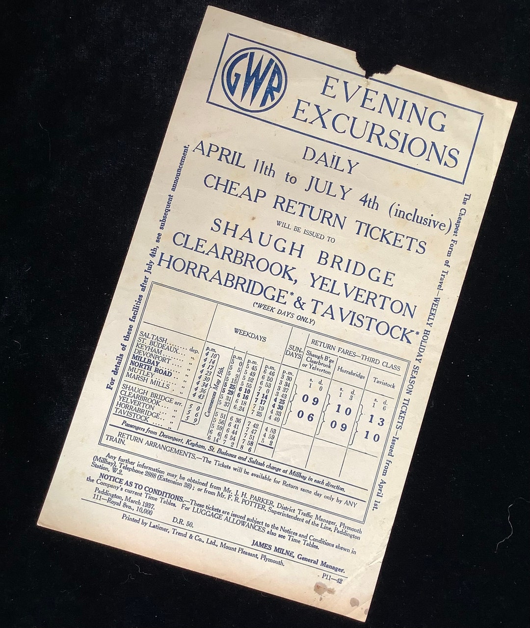 Original GWR Great Western Railway Handbill 1937 Shaugh Bridge ...