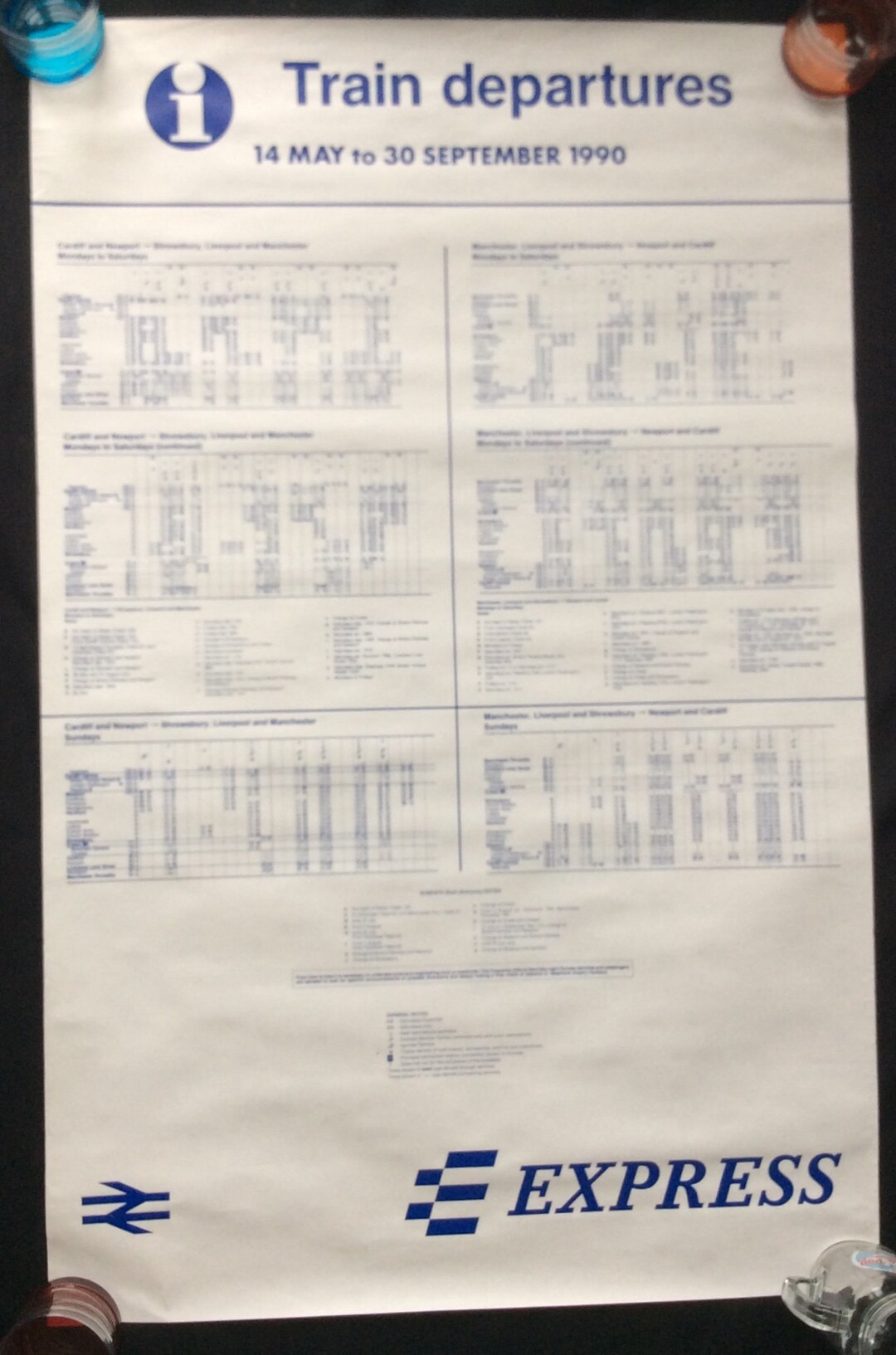 Original British Railway 1990 Timetable Poster Manchester Liverpool ...