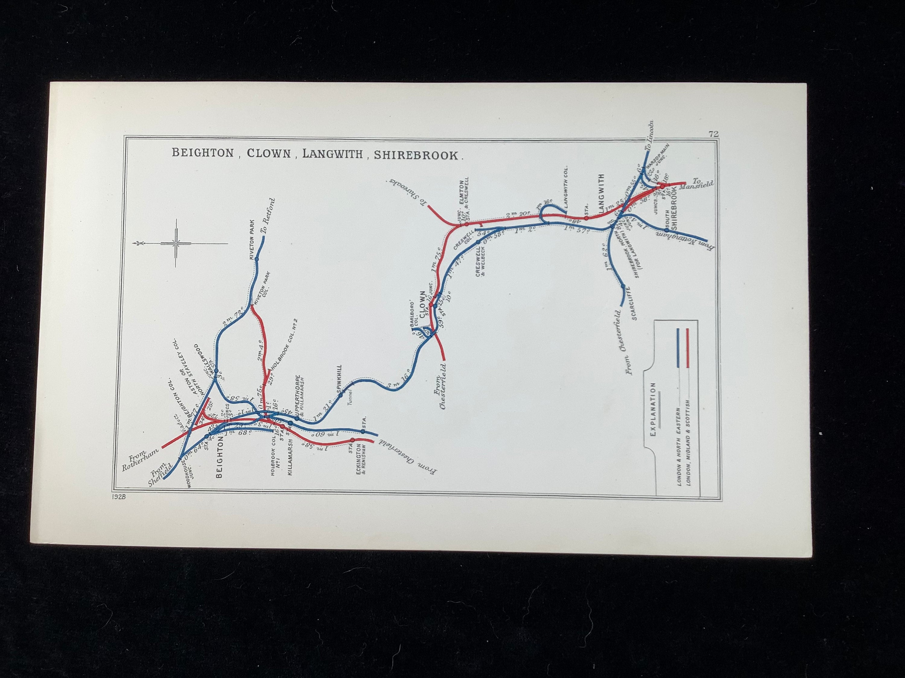 1928 Railway Map Beighton Clown Langwith Shirebrook Junction - Etsy