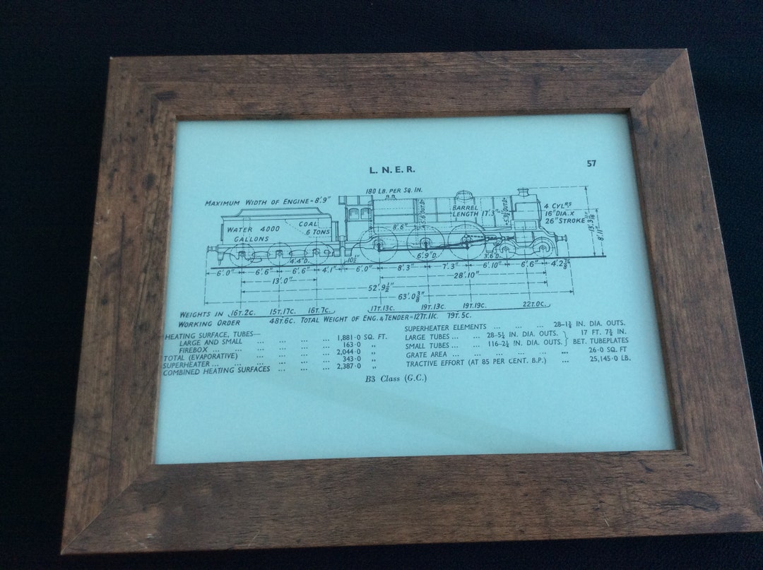Vintage LNER Railway Locomotive Picture B3 Class GC Steam Loco Diagram ...