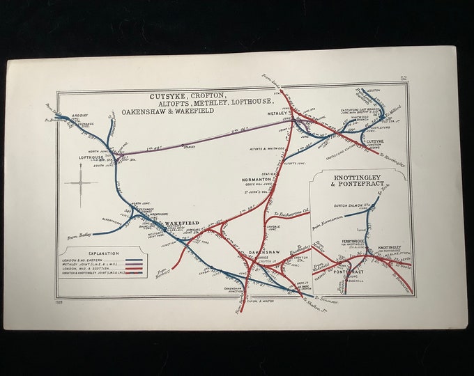 1928 Railway Map Lofthouse Wakefield Normanton Oakenshaw Junction ...