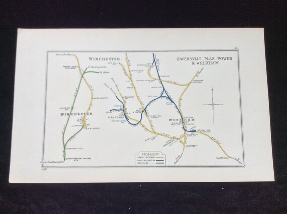 1928 Railway Map Winchester Wrexham Gwersyllt Plas Power - Etsy UK