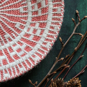 Handmade Fiber Art 13 Inch Coiled Rope Decorative Basket With Cotton ...