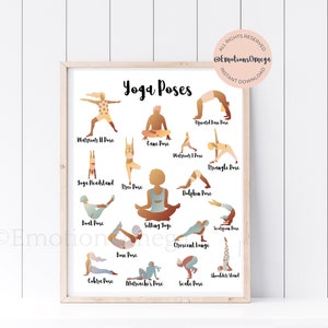 Yoga Poses Wall Art, Yoga Poster Printable Sign, Yoga Asanas INSTANT ...