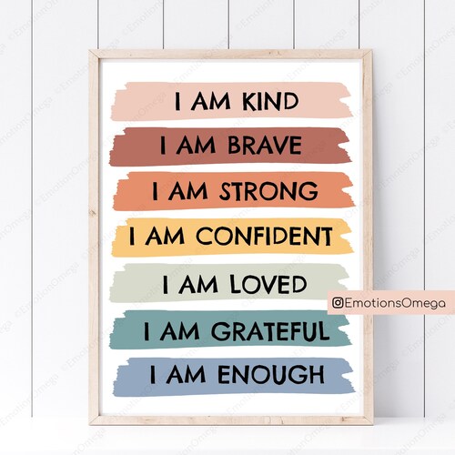 Positive Affirmations for Kids I Am Enough Poster Positive - Etsy