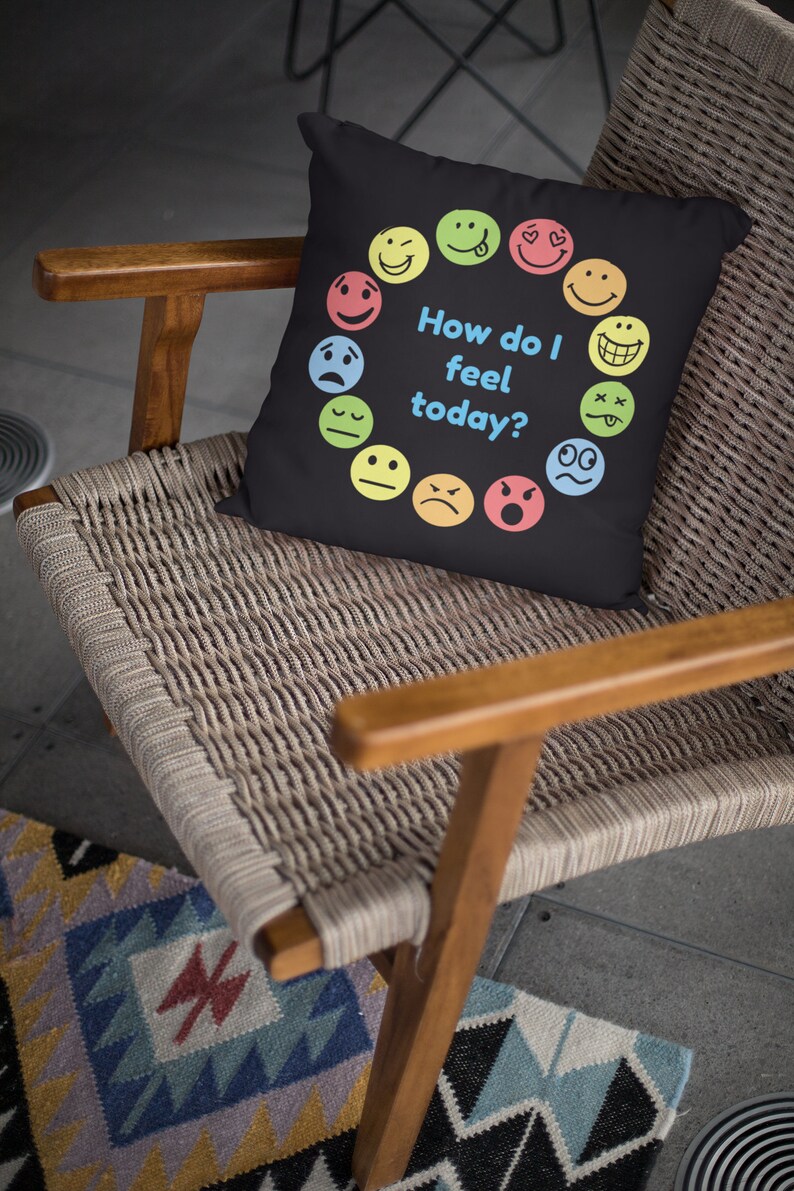 Emotions Pillow, Feelings Chart Pillow for Children's Room or Therapist ...