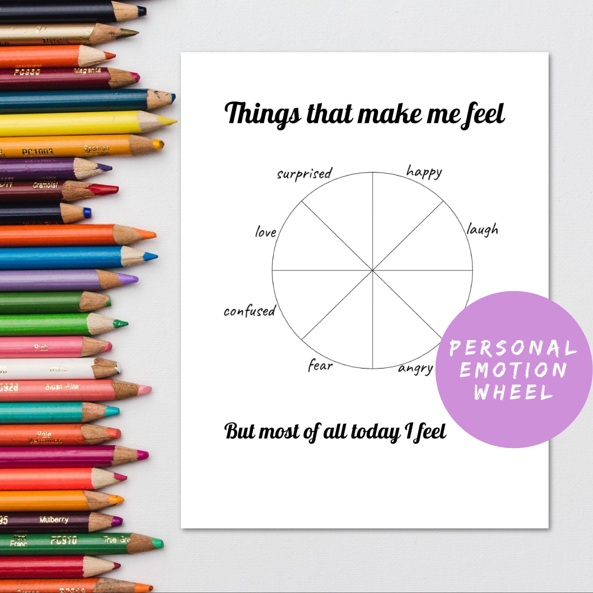 Art Therapy Printable Personal Emotion Wheel Mood Tracker | Etsy