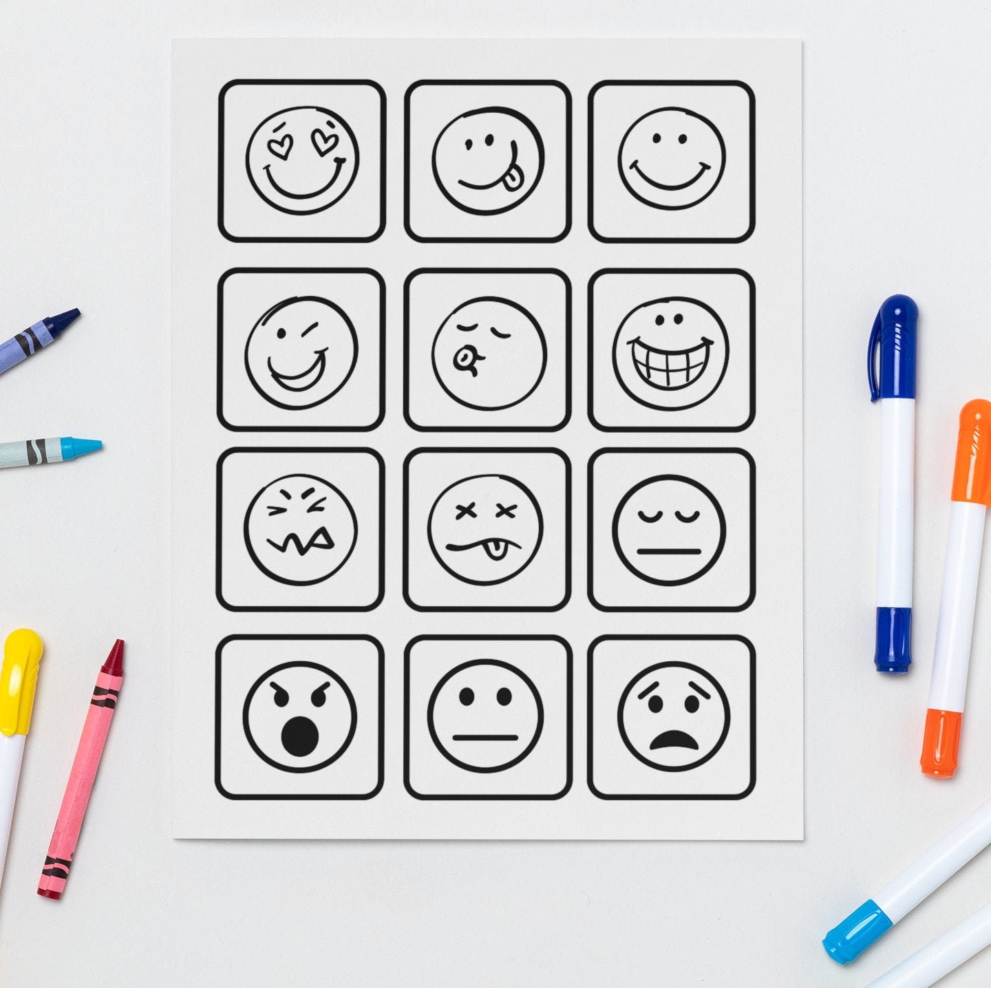 Emotions Cards Memory Game Coloring Pages for Kids Therapy - Etsy