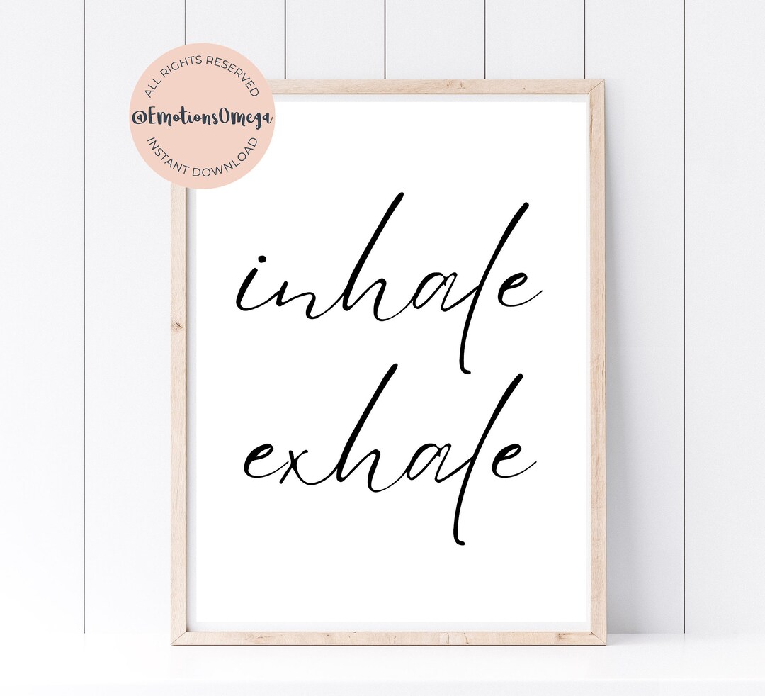 Inhale Exhale Print, Bedroom Wall Art, Yoga Studio Decor, Living Room ...
