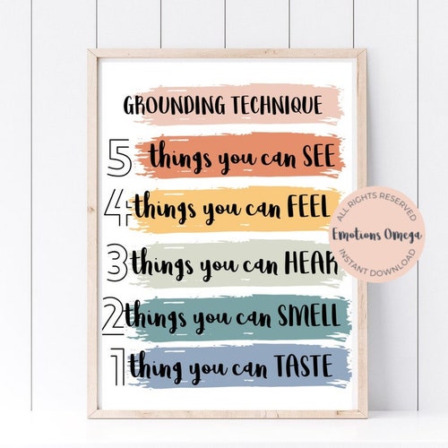 Grounding Techniques Poster to Help With Anxiety Grounding | Etsy