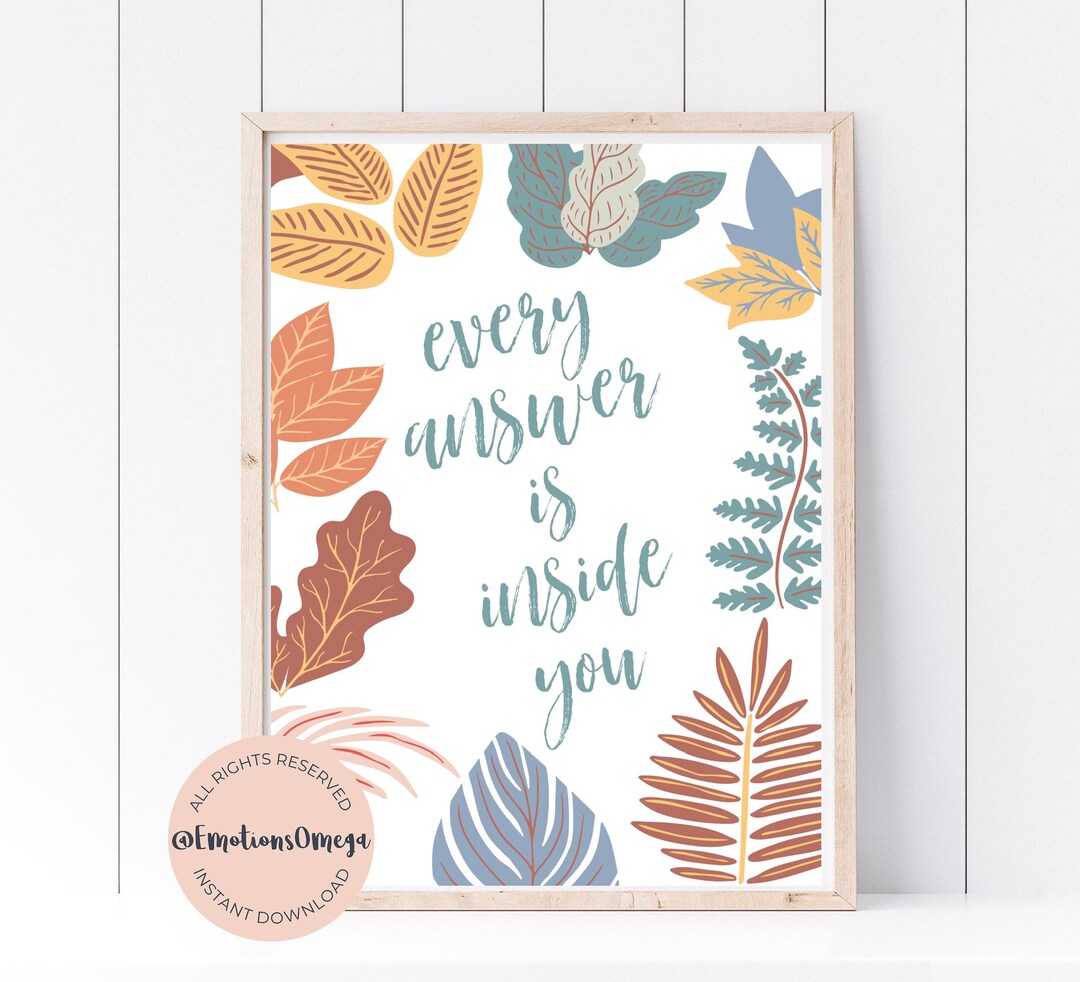Therapy Office Decor Sign - Every Answer is Inside You - Motivational ...