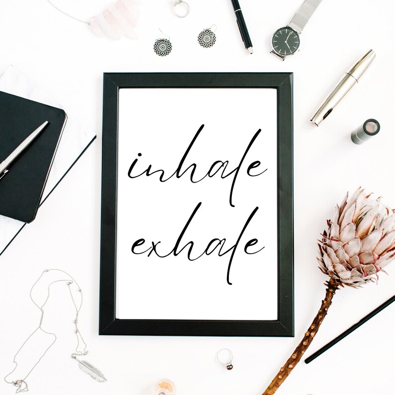 Inhale Exhale Print, Bedroom Wall Art, Yoga Studio Decor, Living Room ...