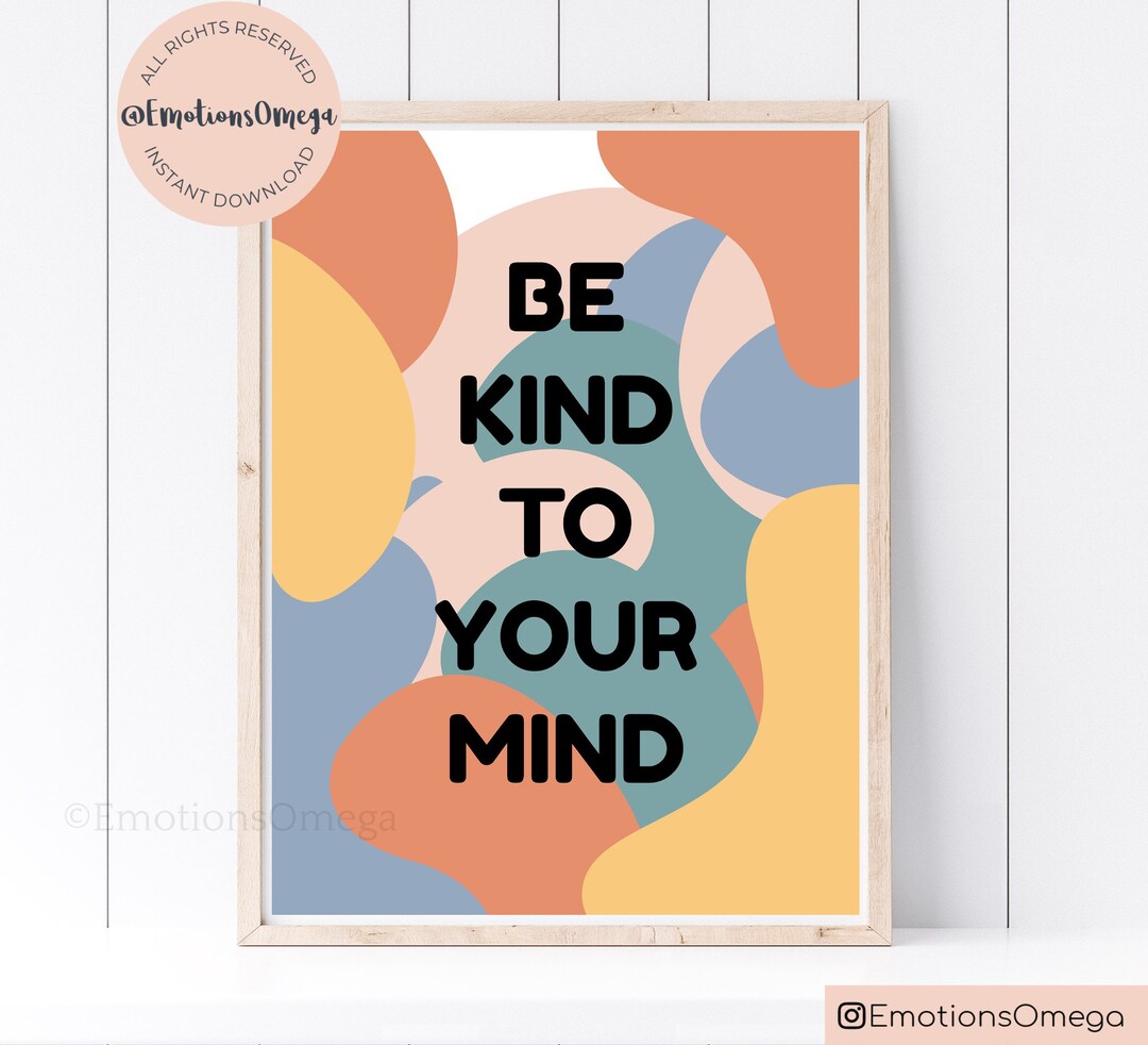 Be Kind to Your Mind Print Mental Health Poster Therapy Office Decor ...