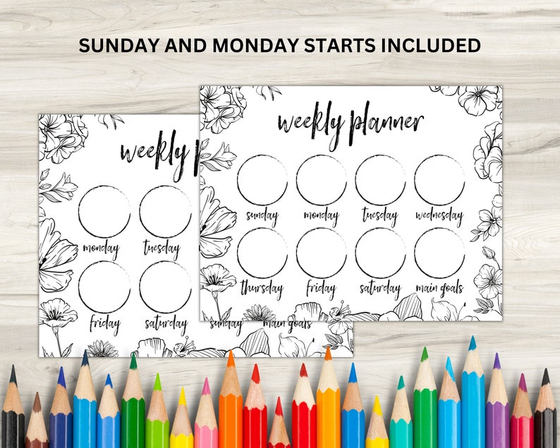 Weekly Planner for Coloring, Gratitude Planner, Artistic Planner ...