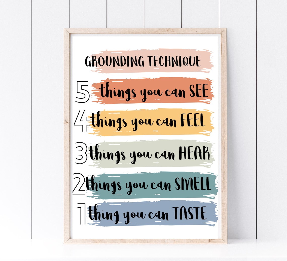 Grounding Techniques Poster To Help With Anxiety Grounding | Etsy