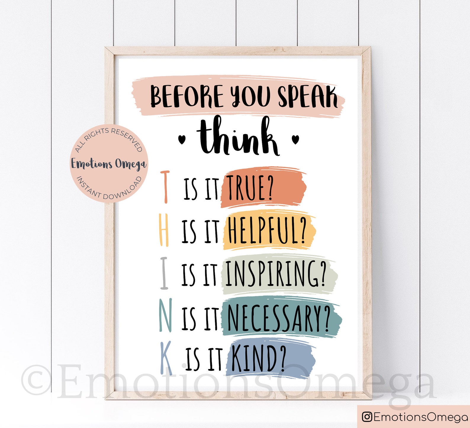 Think Before You Speak Sign, Counselor Office Decor, Printable for ...