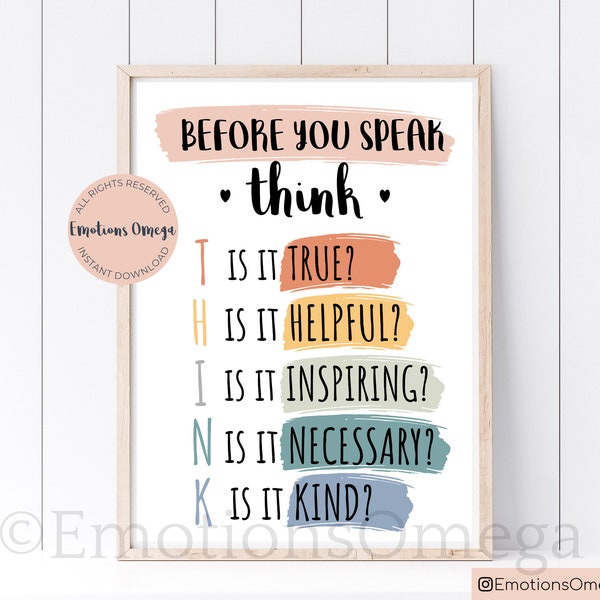 Think Before You Speak Poster - Etsy