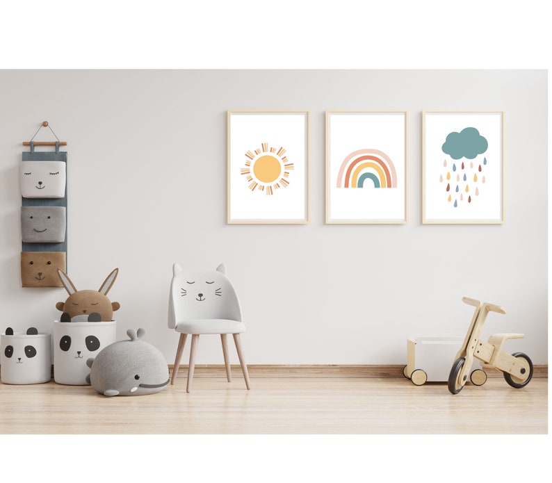 Nursery Wall Art Rainbow Theme Set of 3 Classroom Posters | Etsy