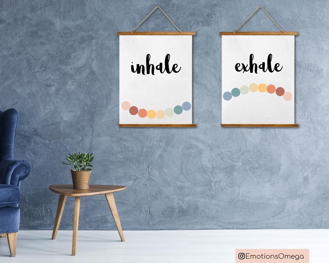 Rustic Wood Topped Wall Art - 'inhale Exhale' Home Decor, Mindfulness ...