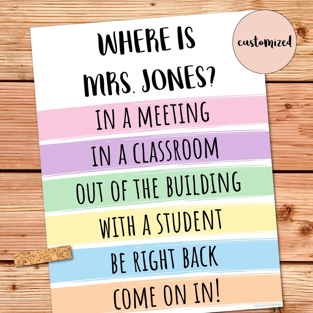 Personalized School Counselor Door Sign, Customized Where is the School ...